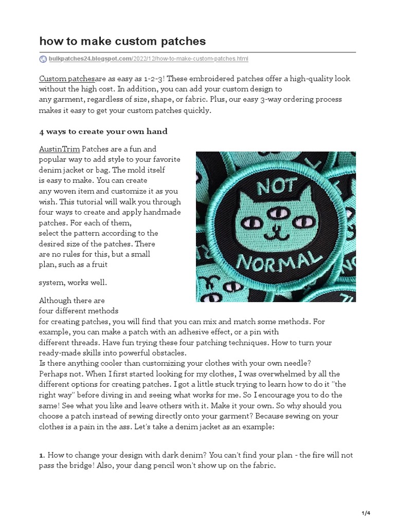 How To Make Custom Patches | PDF | Clothing | Sewing