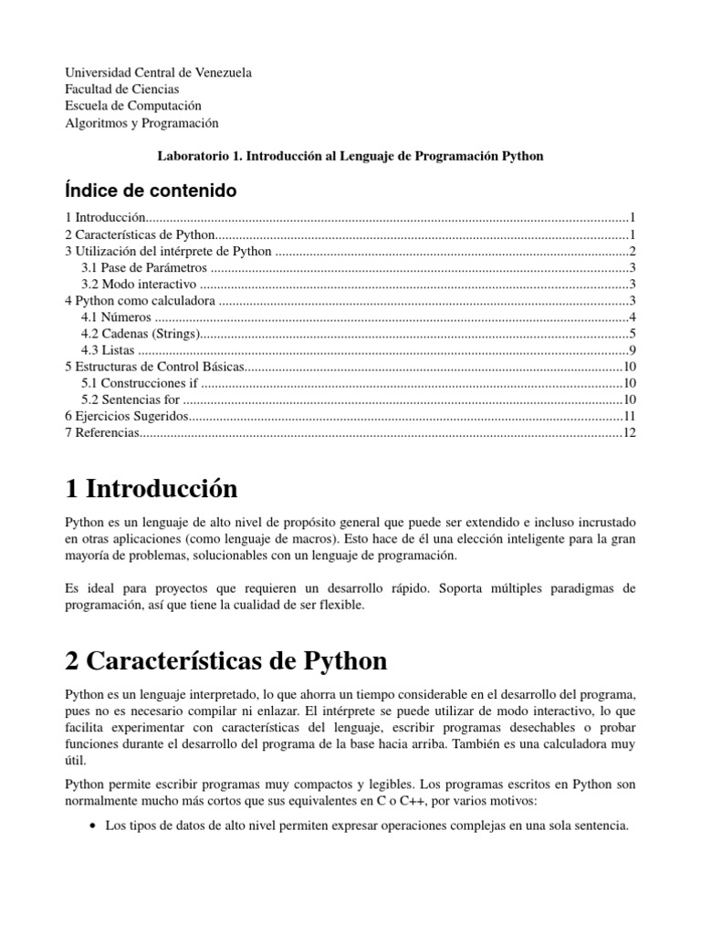 Laboratorio 1. Introducción Al Lenguaje de Programación Python | PDF