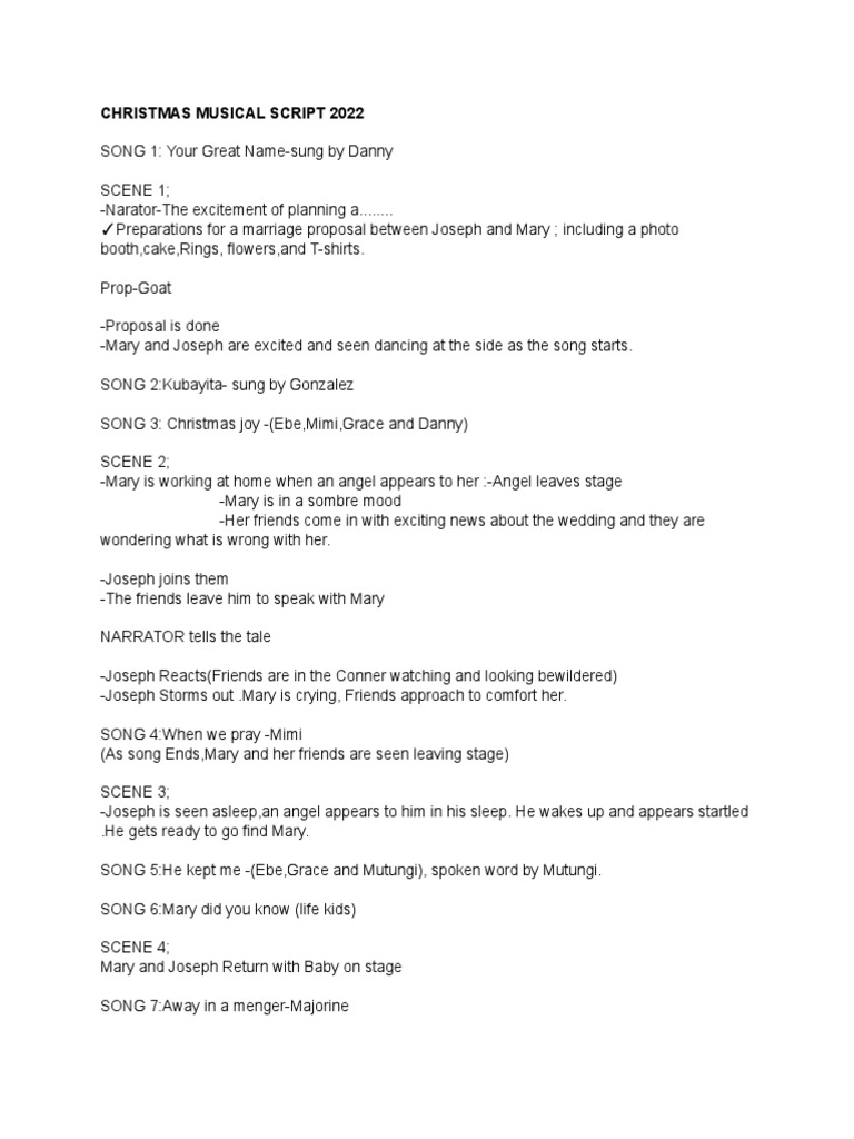 Christmas Musical Script 2022 | PDF