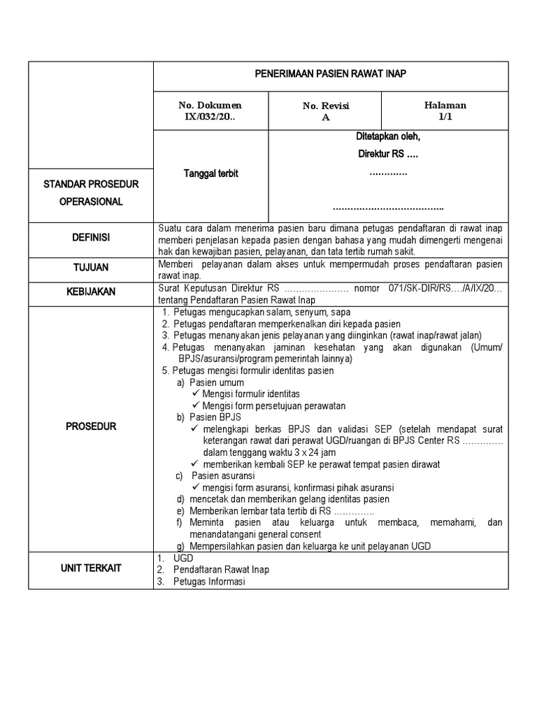 Contoh Sop Rawat Jalan Rs | PDF
