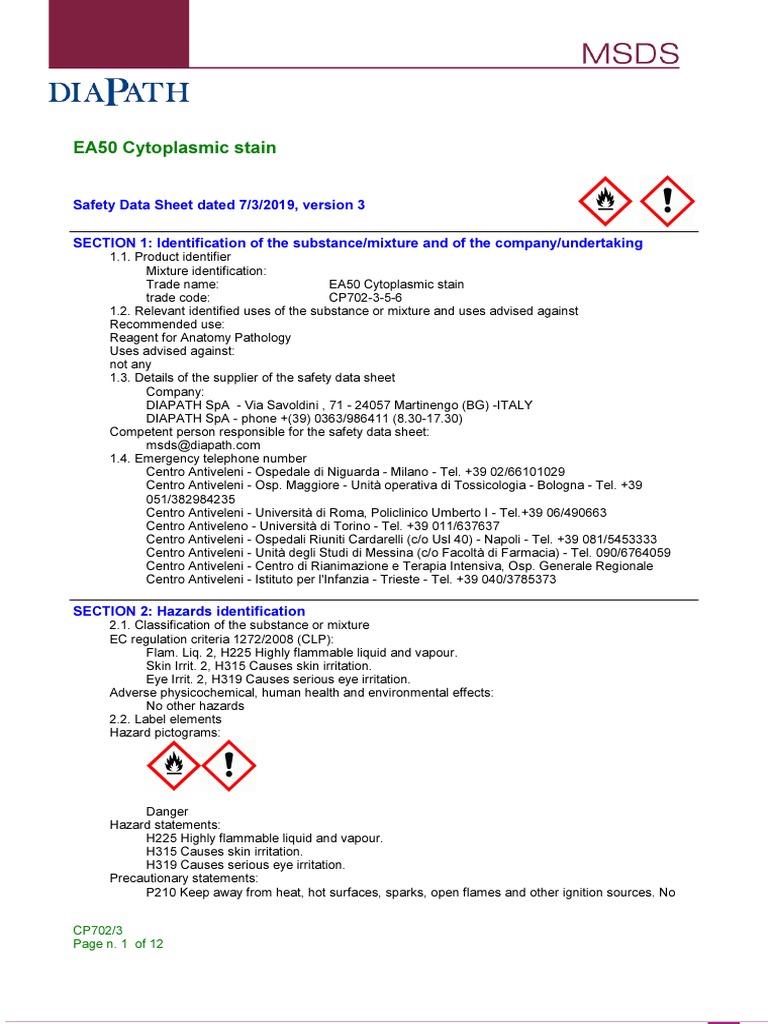 MSDS Ea-50 | PDF | Dangerous Goods | Toxicity