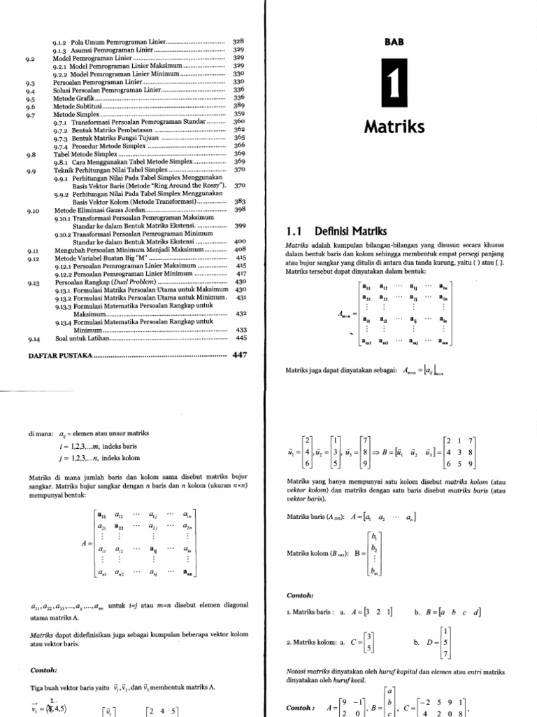 Panduan Pemrograman Linier dan Matriks | PDF | Metode & Bahan Ajar