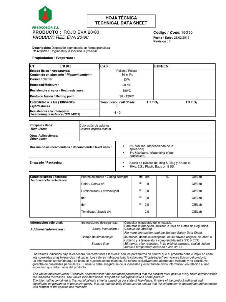 Tds Red Eva 20-80 Rev 01 | PDF