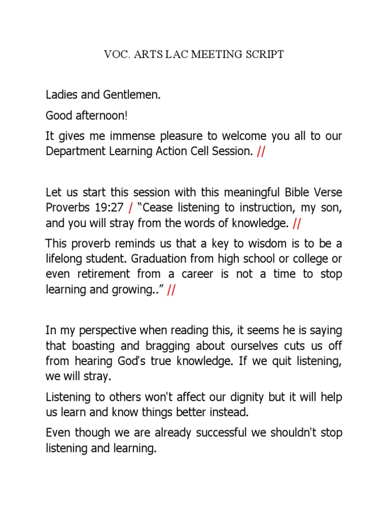 LAC Session Emcee Script | PDF