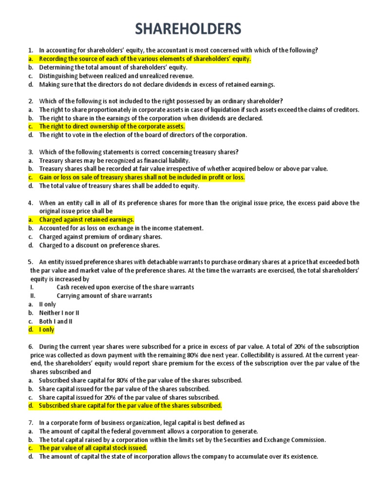 SHAREHOLDERS | PDF | Stocks | Dividend