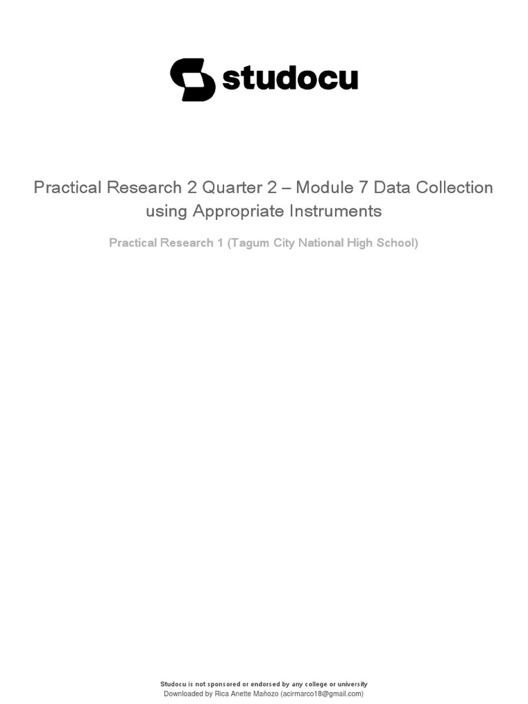 Practical Research 2 Quarter 2 Module 7 Data Collection Using ...