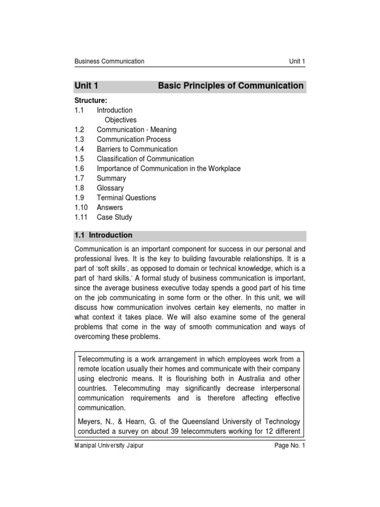 Unit 1 - Basic Principles of Communication | PDF | Blackberry ...