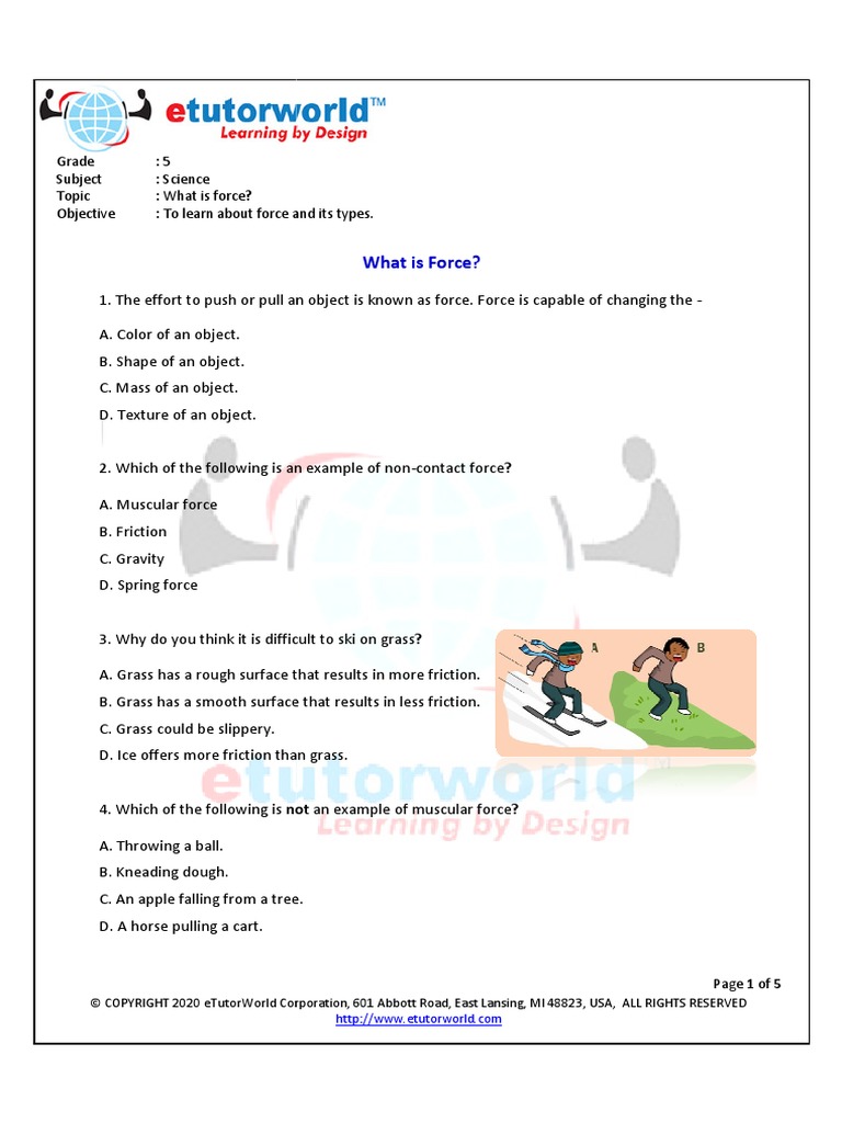 What Is Force - G5 - WS | PDF