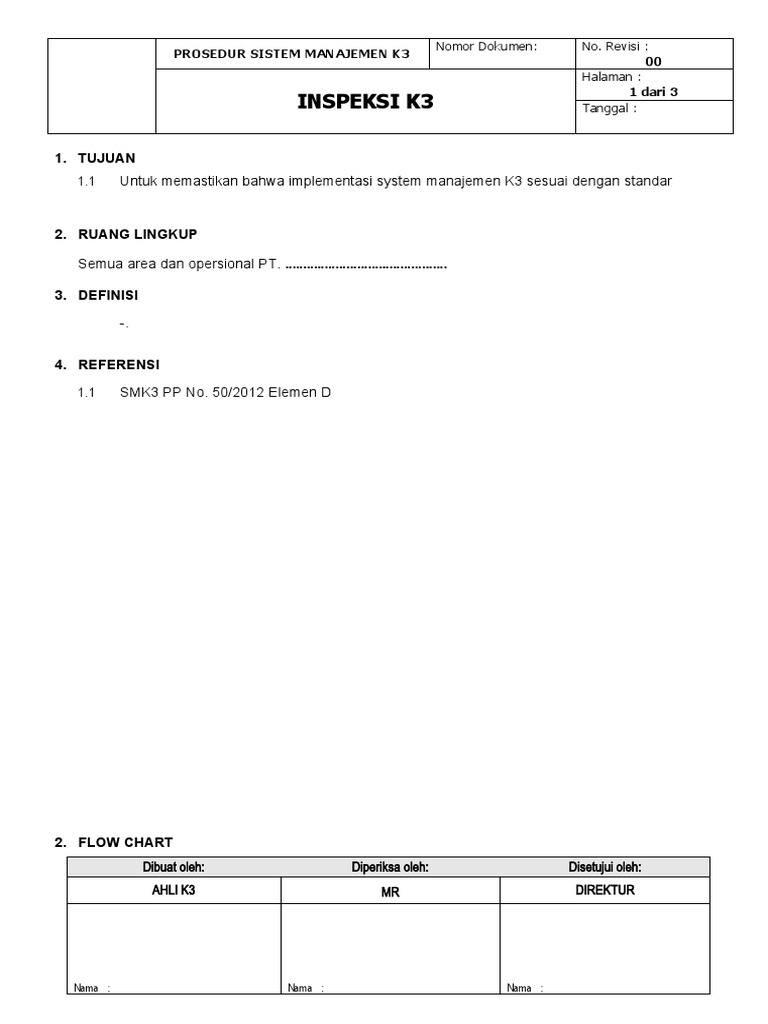 SOP-20 SOP Inspeksi K3 | PDF