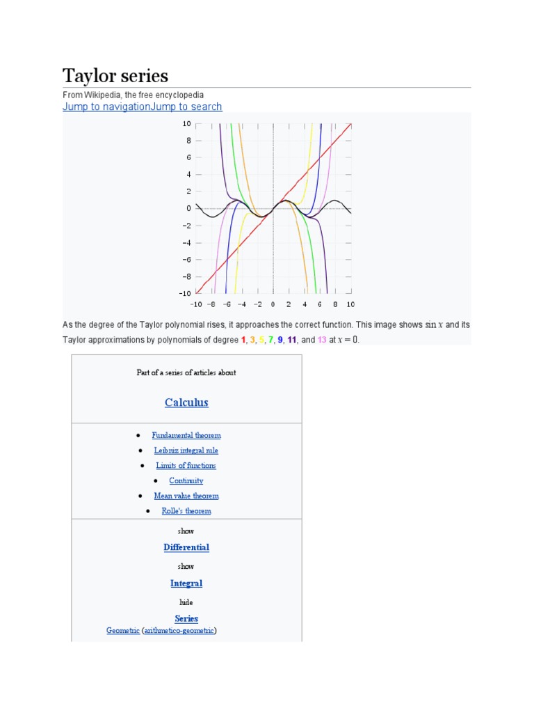 Taylor Series | Download Free PDF | Series (Mathematics) | Mathematical ...