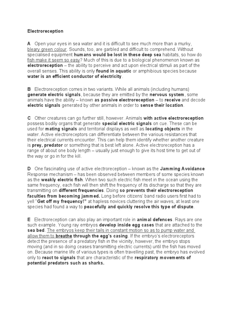 Electroreception | PDF | Sharks | Senses