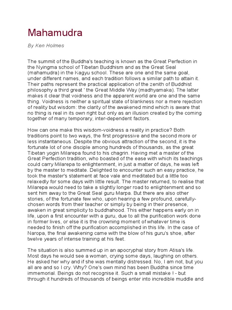 Maha Mudra | PDF | Mahamudra | Tibetan Buddhism