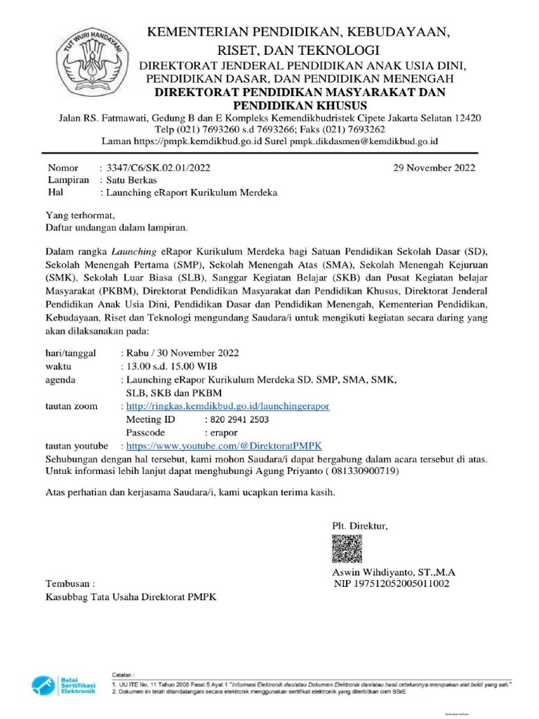 Undangan_Launching_eRapor_Kampus_Merdeka(2) | PDF