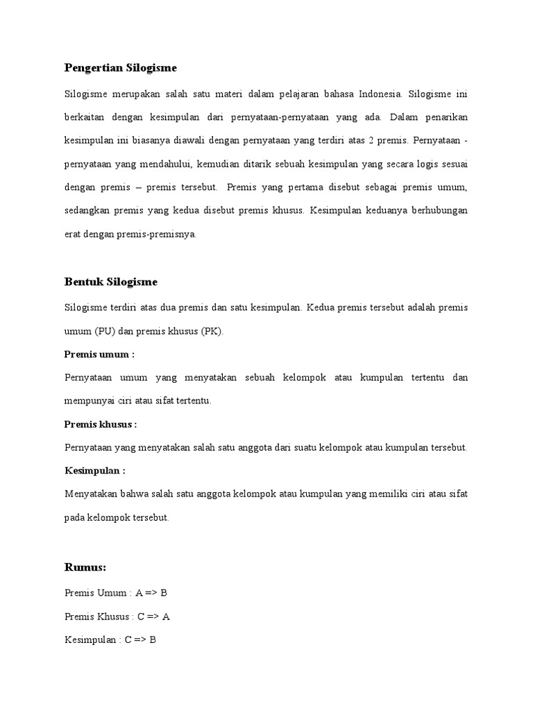 Pengertian Silogisme | PDF | Seni & Disiplin Bahasa | Kajian Bahasa Asing