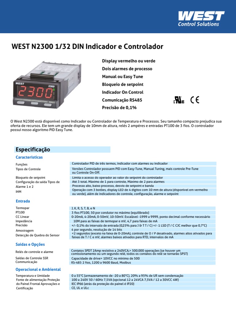 Controlador West N2300 - Rev2019 | PDF | Termopar | Ciência da Computação