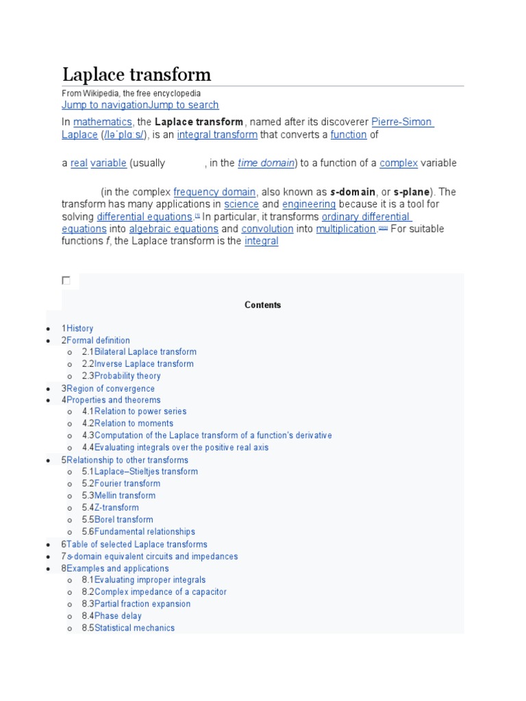 Laplace Transform Pdf Laplace Transform Analysis