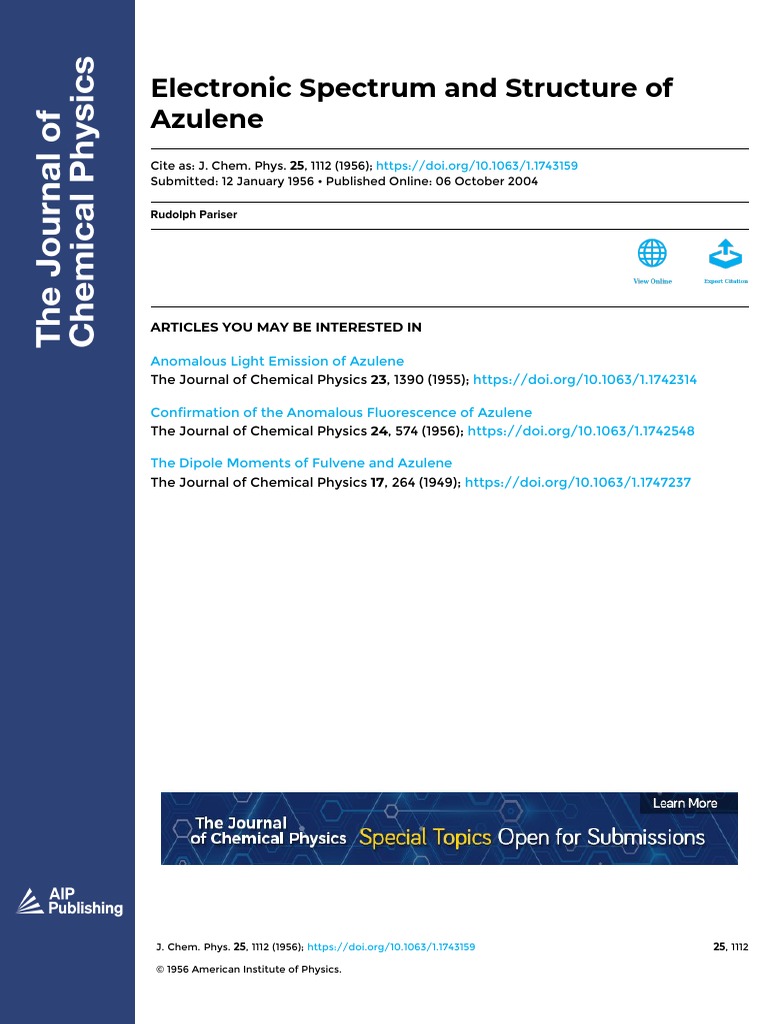 Electronic Spectrum and Structure of | PDF | Electron Configuration ...