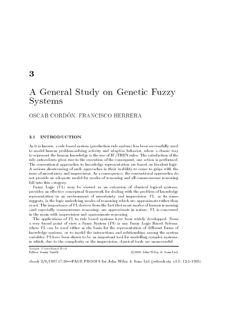 A General Study On Genetic Fuzzy Systems: Editor Jenny Smith C 1993 John Wiley & Sons LTD | PDF ...