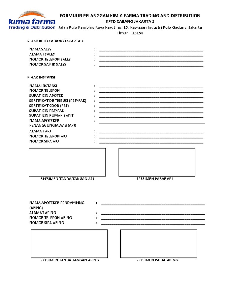 Form Kualifikasi Pelanggan KFTD Jakarta 2 | PDF