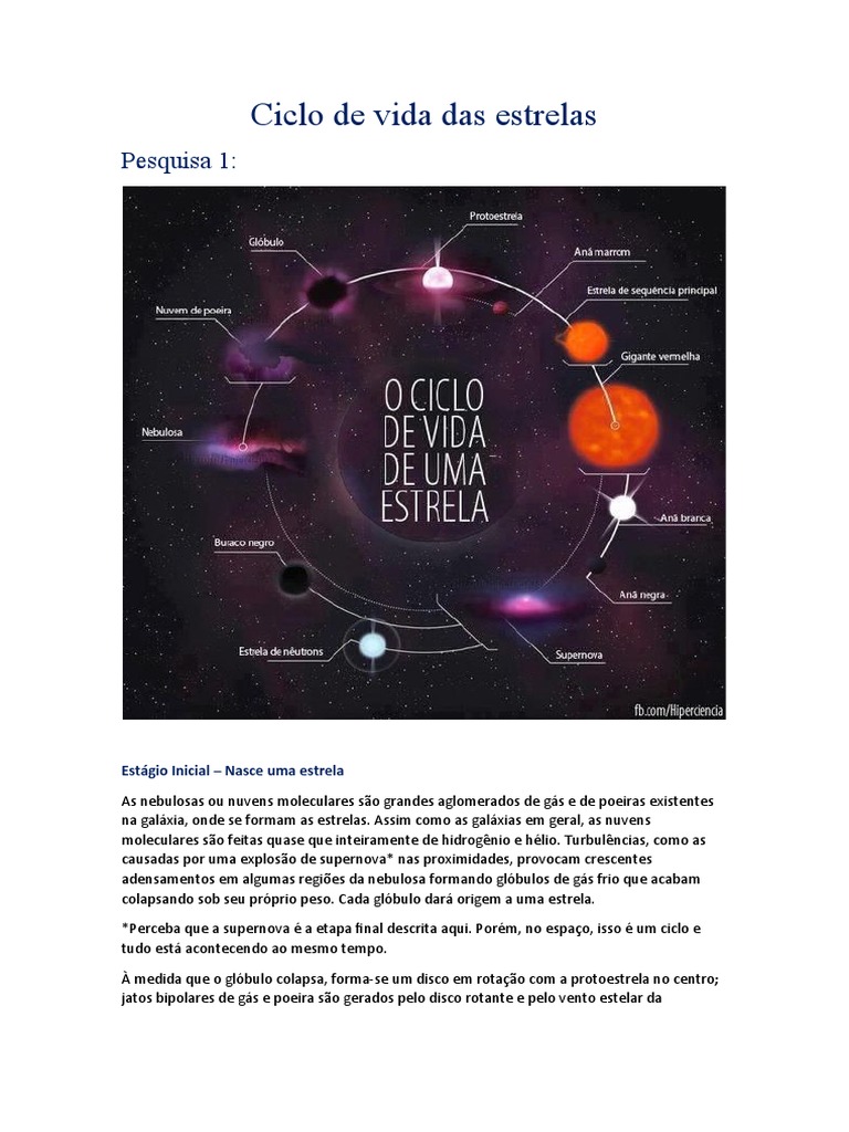 Ciclo de vida das estrelas | PDF | Estrelas | Supernova