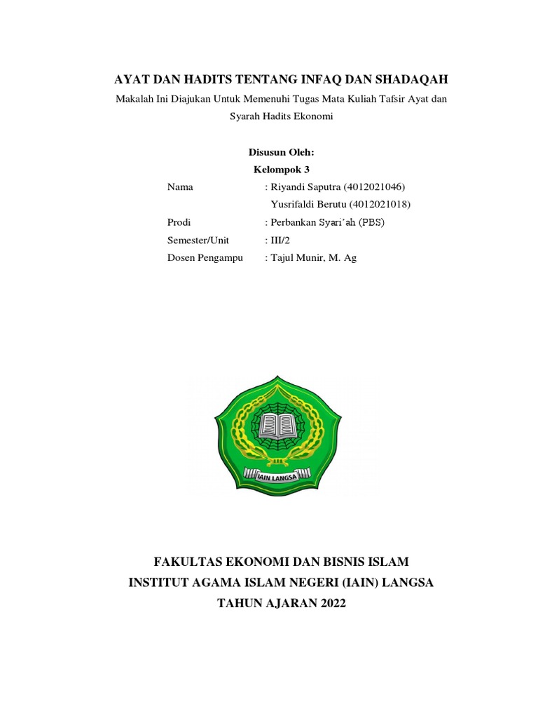 Kel. 3 Ayat Dan Hadits Tentang Infaq Dan Shadaqah | PDF