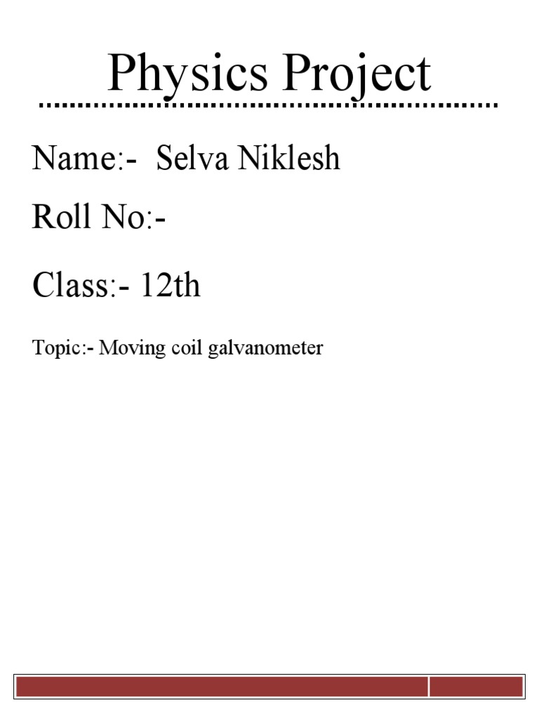 Moving Coil Galvanometer Project Class 12 | PDF | Magnetic Field ...