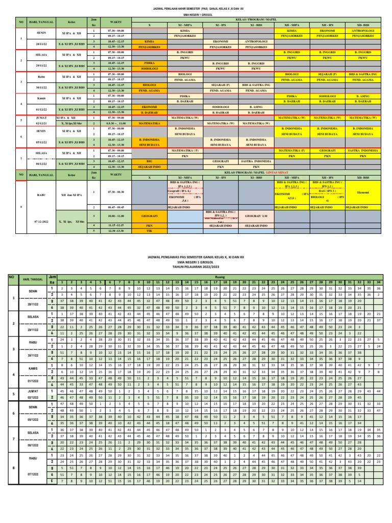 BARU Jadwal Dan Pengawas Ruang PAS GANJIL 2022 | PDF