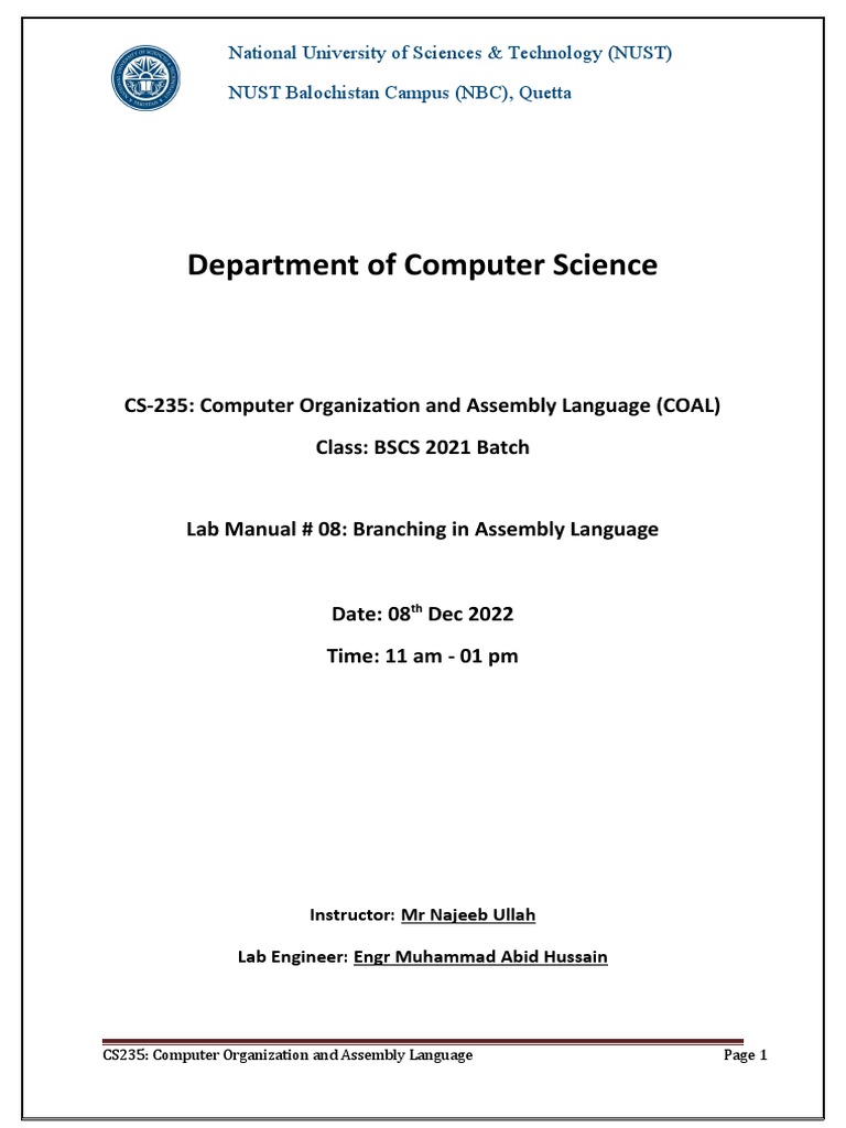 Coal L#08 | PDF | Control Flow | Central Processing Unit