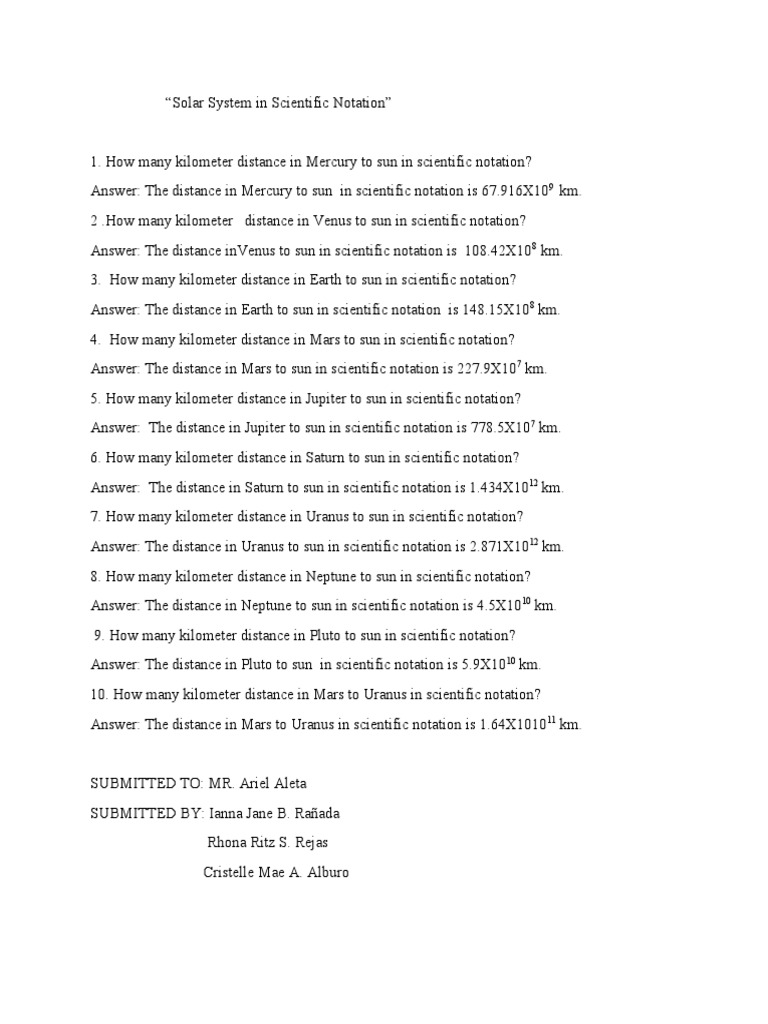 Solar System Distances in Scientific Notation | PDF | Social Science ...