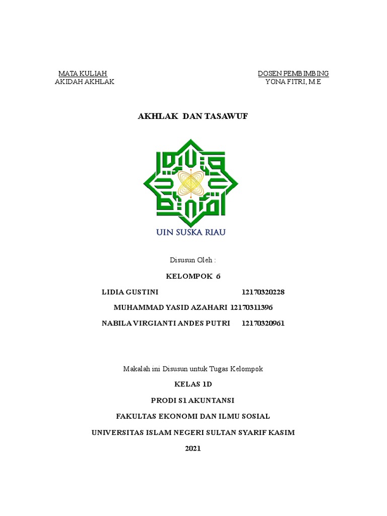Saya Sedang Berbagi 'TUGAS Kelompok 6 Kelas D Akhlak Dan Tasawuf New' Dengan Anda | PDF