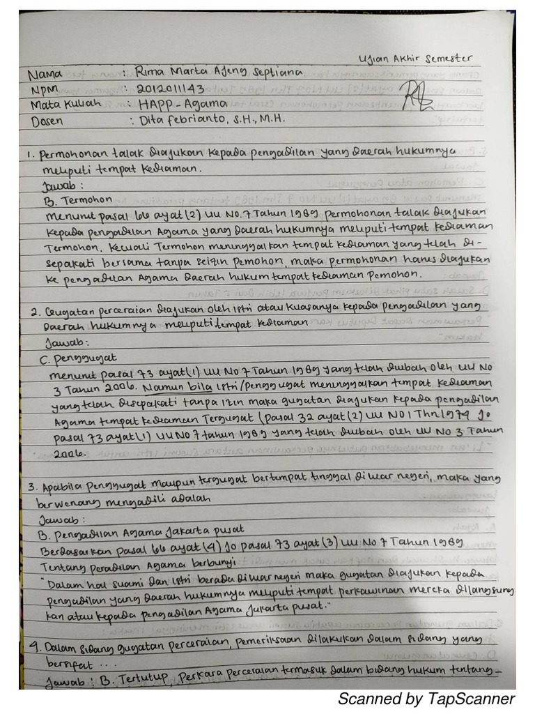 Rima Marta Ajeng Septiana - 2012011143 - UAS HAPP AGAMA | PDF