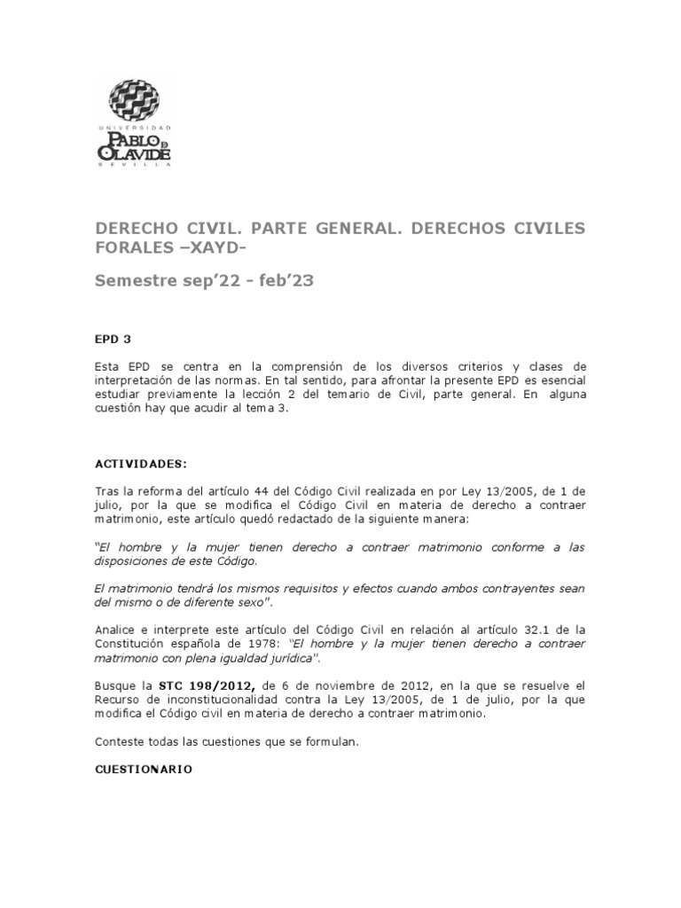 2022-23 EPD 3 Interpretación Normas | PDF | Matrimonio | Homosexualidad