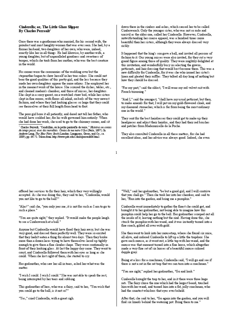 Cinderella Versions | PDF | Cinderella | Grimms' Fairy Tales