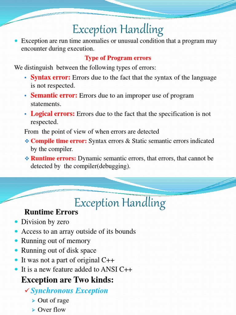 Exception Handling | PDF | Information Age | Systems Engineering Exception Handling | PDF | Information Age | Systems Engineering