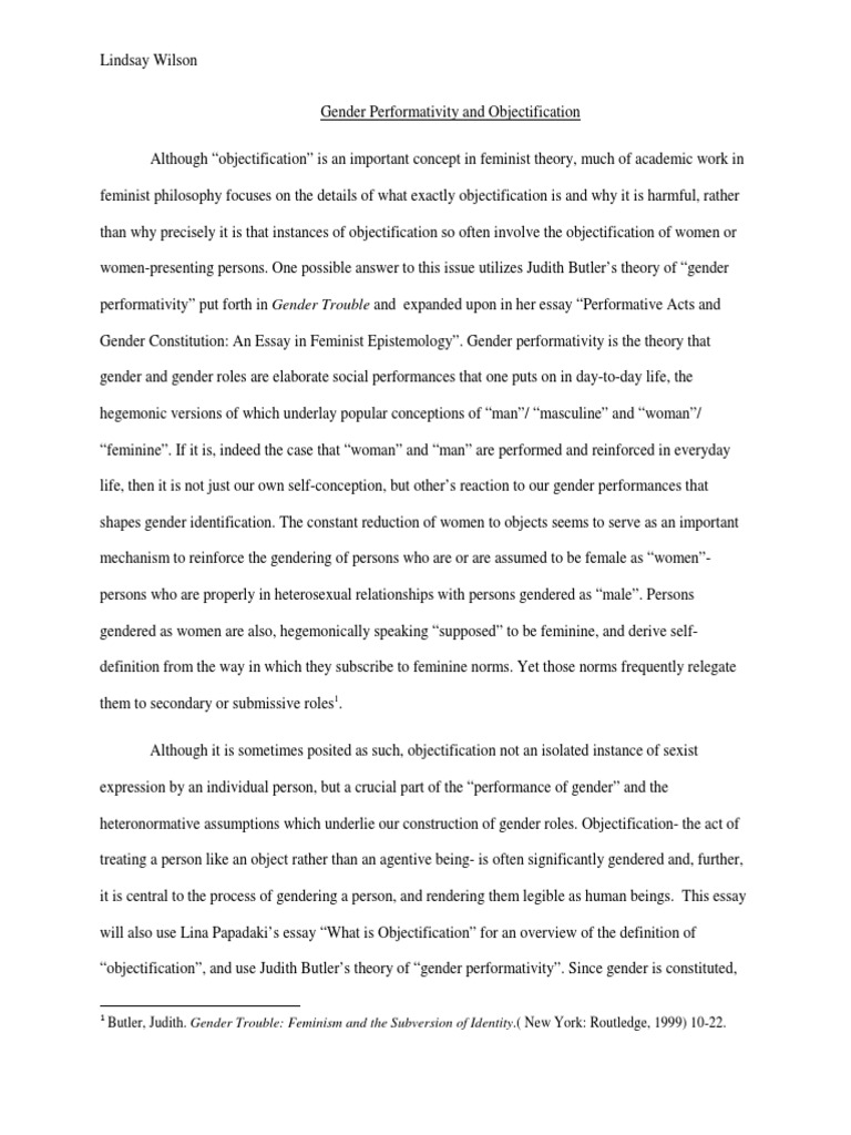 Gender Performativity and Objectification | PDF | Gender | Gender Studies
