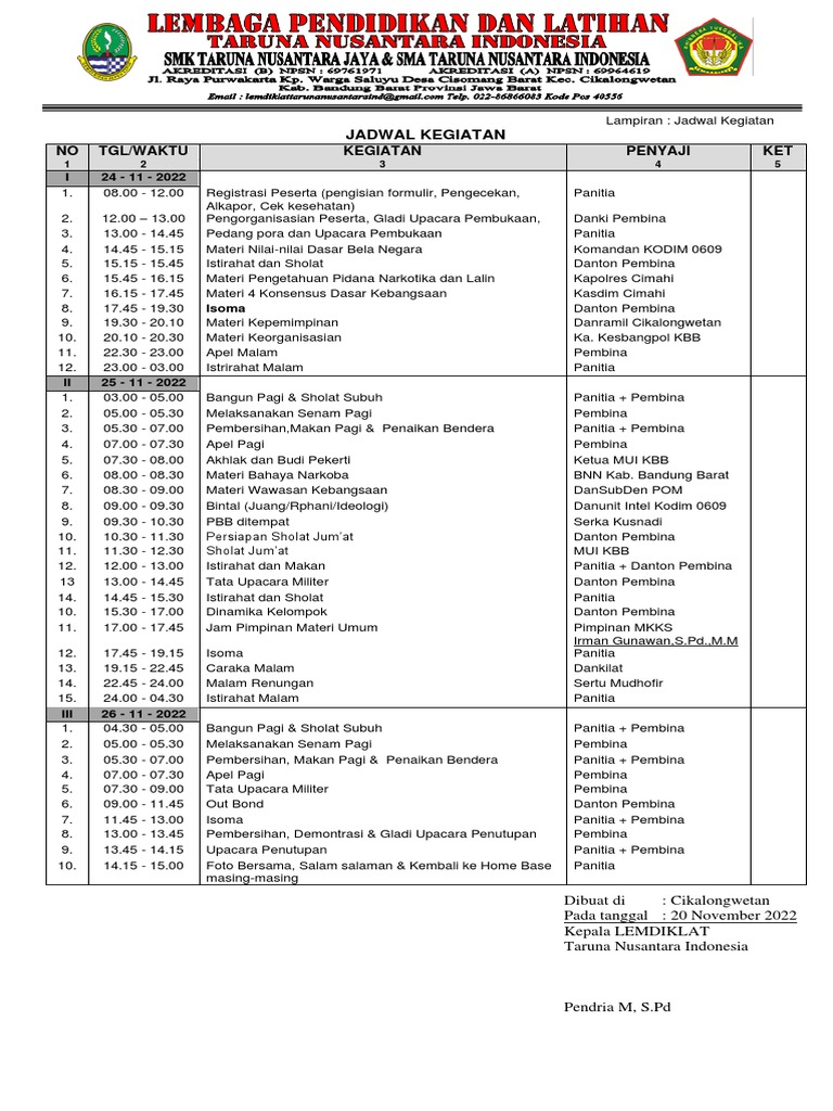 Jadwal Kegiatan LDKS L2 F | PDF