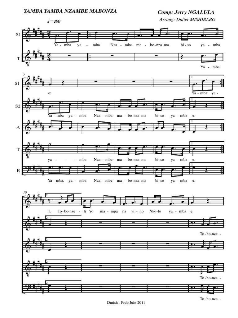 Yamba, Yamba Nzambe Mabonza - Jerry Ngalula - Arr - Dmish-1-1 | PDF