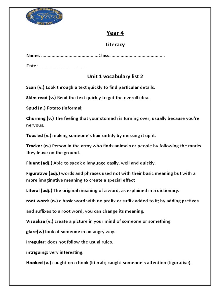 w6 Unit - 1 - Vocabulary - List1 | PDF | Adjective | Cognition