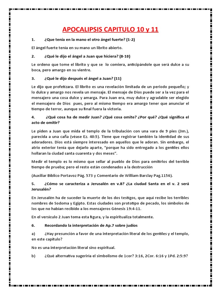 APOCALIPSIS CAPITULO 10 y 11 | PDF | Libro de revelación | Elijah