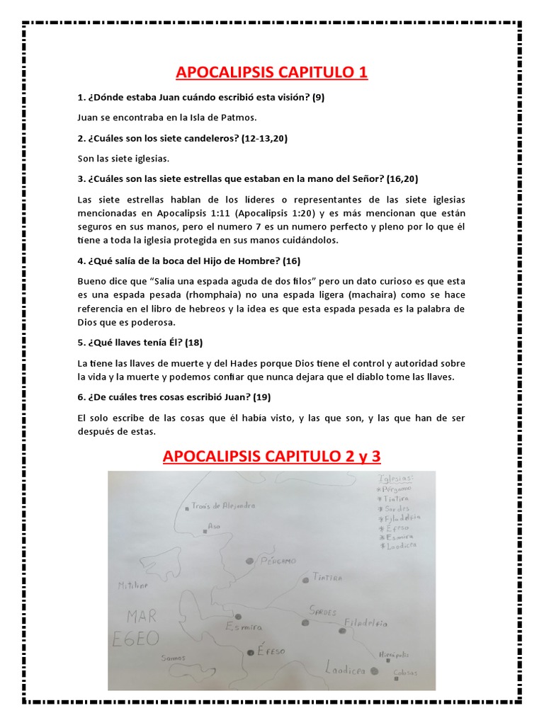 APOCALIPSIS CAPITULO 1,2 y 3 | PDF | Libro de revelación | Creencia religiosa y doctrina