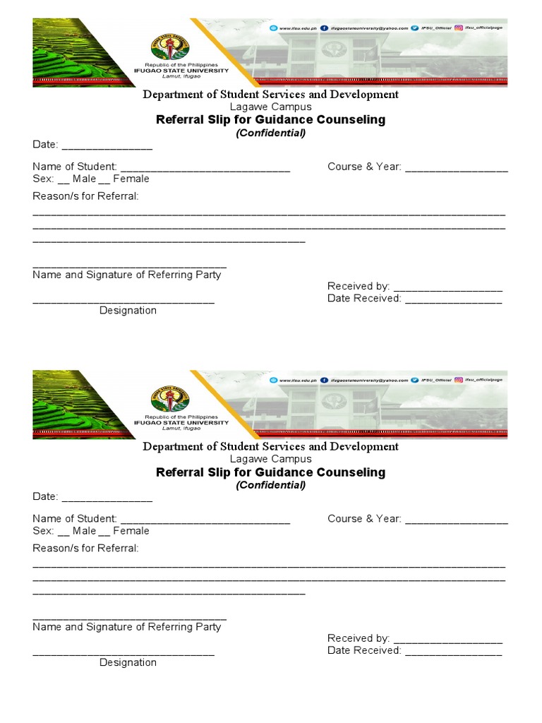 Guidance Counseling Referral Slip | PDF | Career & Growth