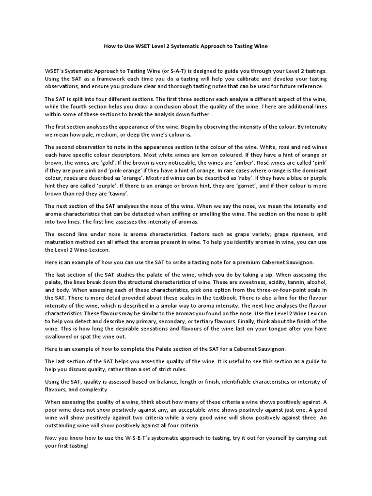 WSET Level 2 Wine Tasting Guide | PDF | Aroma Of Wine | Taste