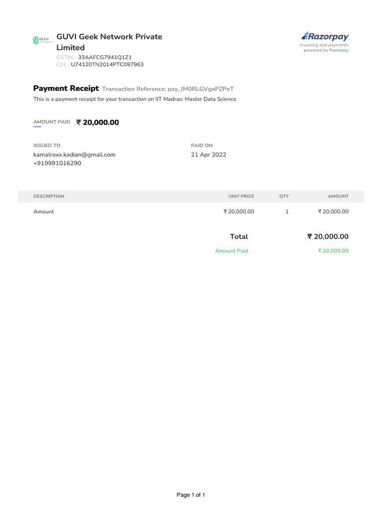 Receipt Pay - Jm0rlgvgxpzpot From Guvi Geek Network Private Limited ...