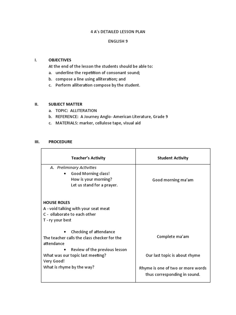 Lesson Plan (For Final) | PDF | Lesson Plan | Rhyme