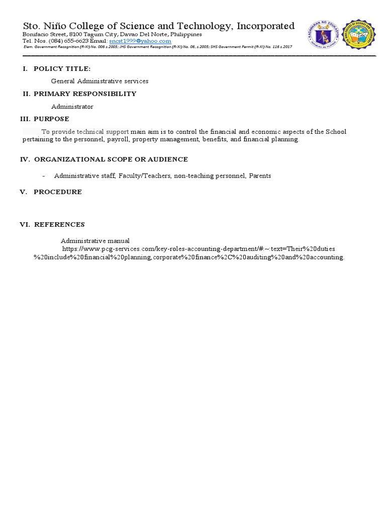 General Administrative Services | PDF