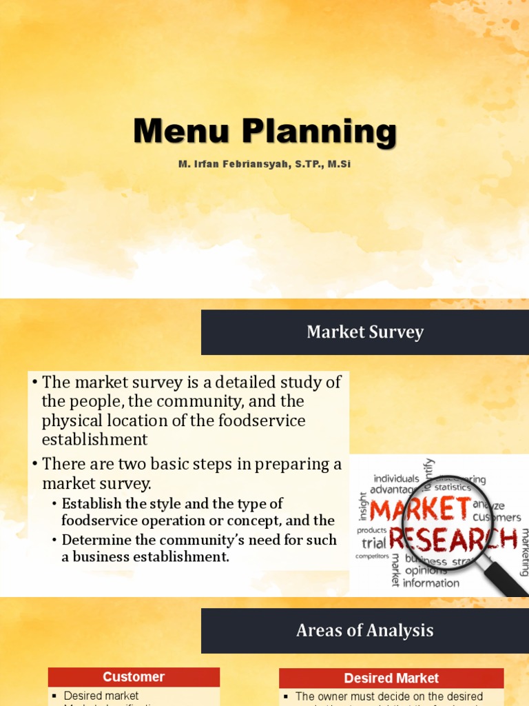11 Menu Planning | PDF | Foods | Menu