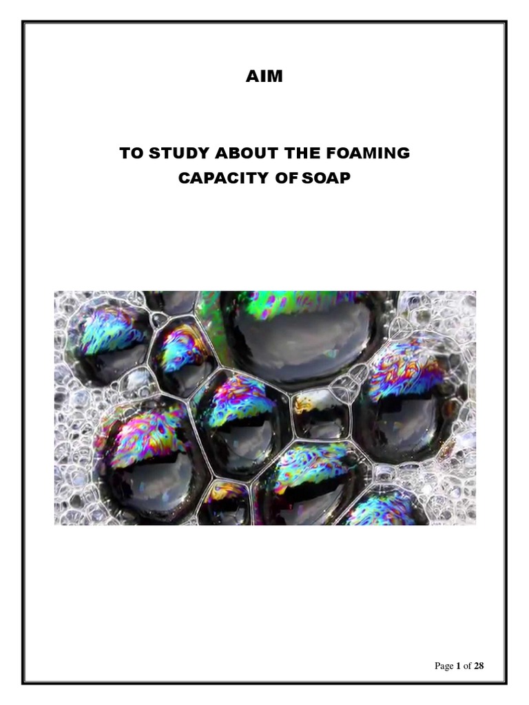 Foaming Capacity of Soap-CHEMISTRY PROJECT - JDC | PDF | Soap | Sodium ...