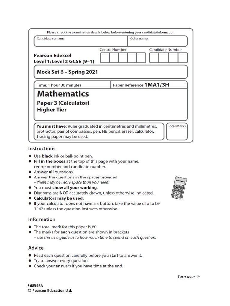 Paper H3 - Mock Set 6 - Qs PDF | PDF | Angle | Mathematics