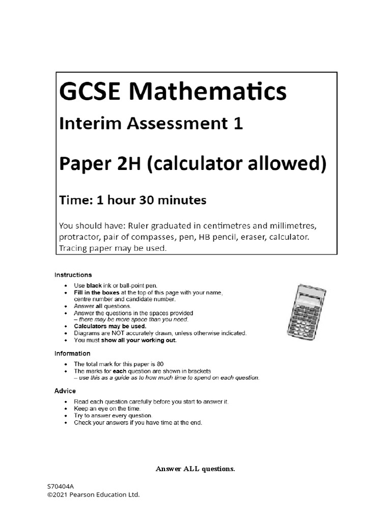 GCSE Maths Paper 2 Higher 1MA1 - 2H (Word) | PDF | Triangle | Speed