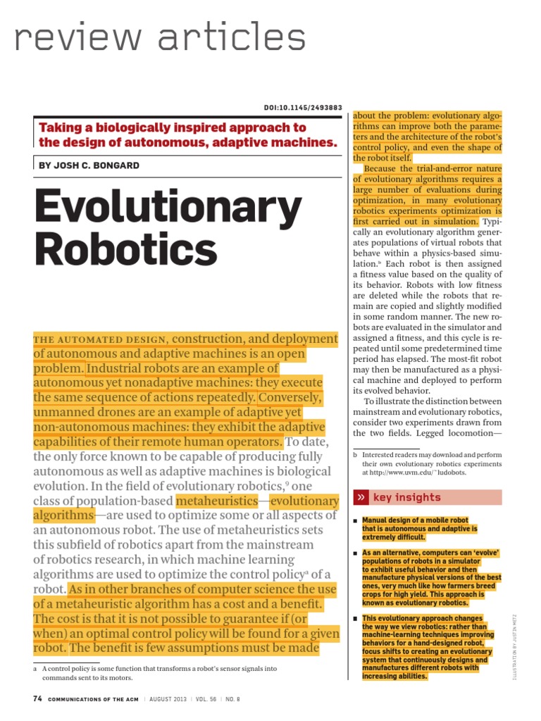 Evolutionary Robotics | PDF | Robotics | Robot
